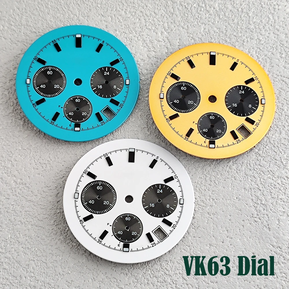 VK63 dial 32.6mm watch dial green illuminated dial suitable for VK63 ...