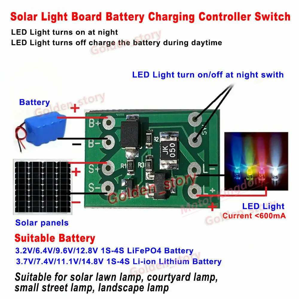 Automatic Solar Panel Battery Charger Board Night Light Led Lamp ...