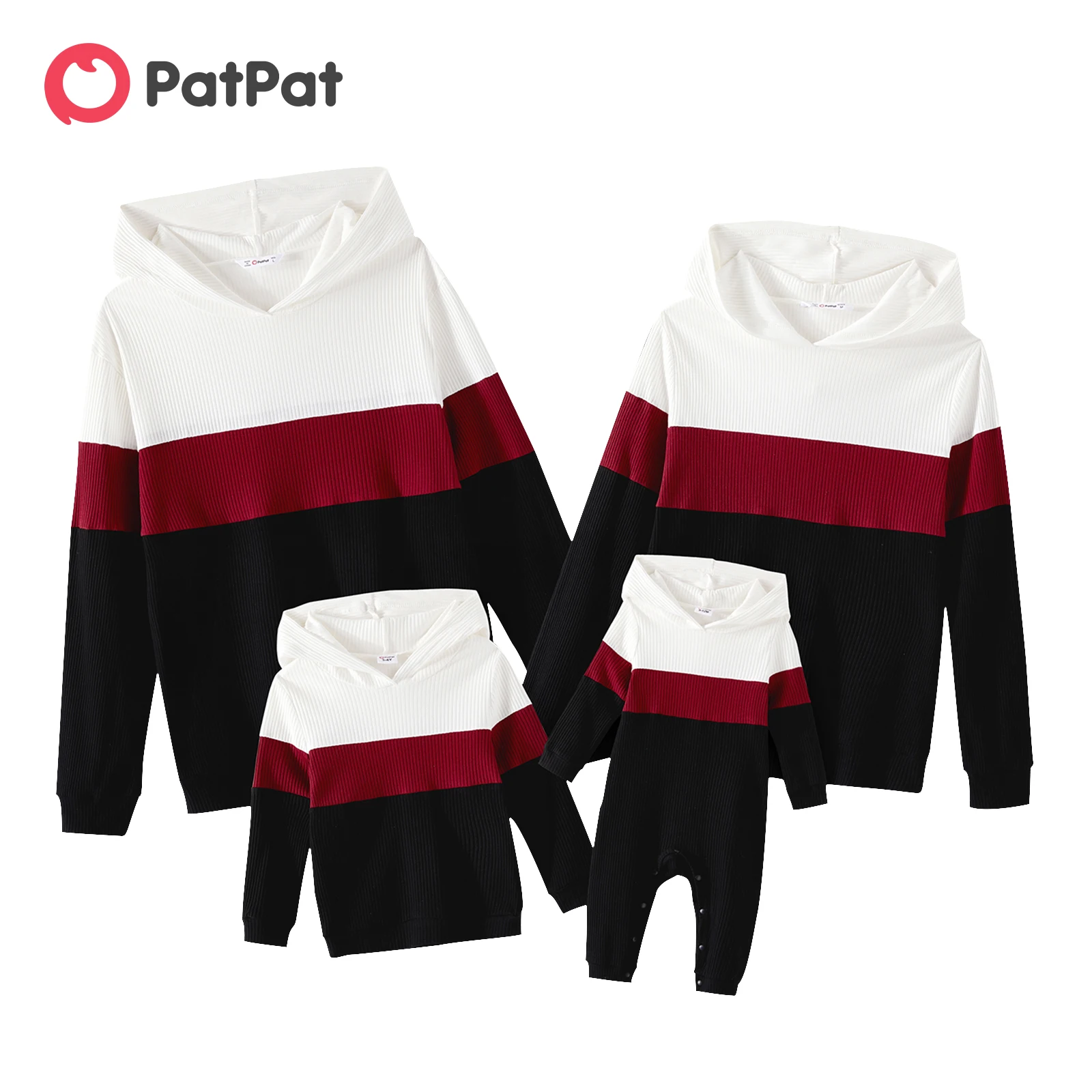 PatPat-Family-Matching-Outfits-Cotton-Hoodies-Rib-Knit-Colorblock-Long ...