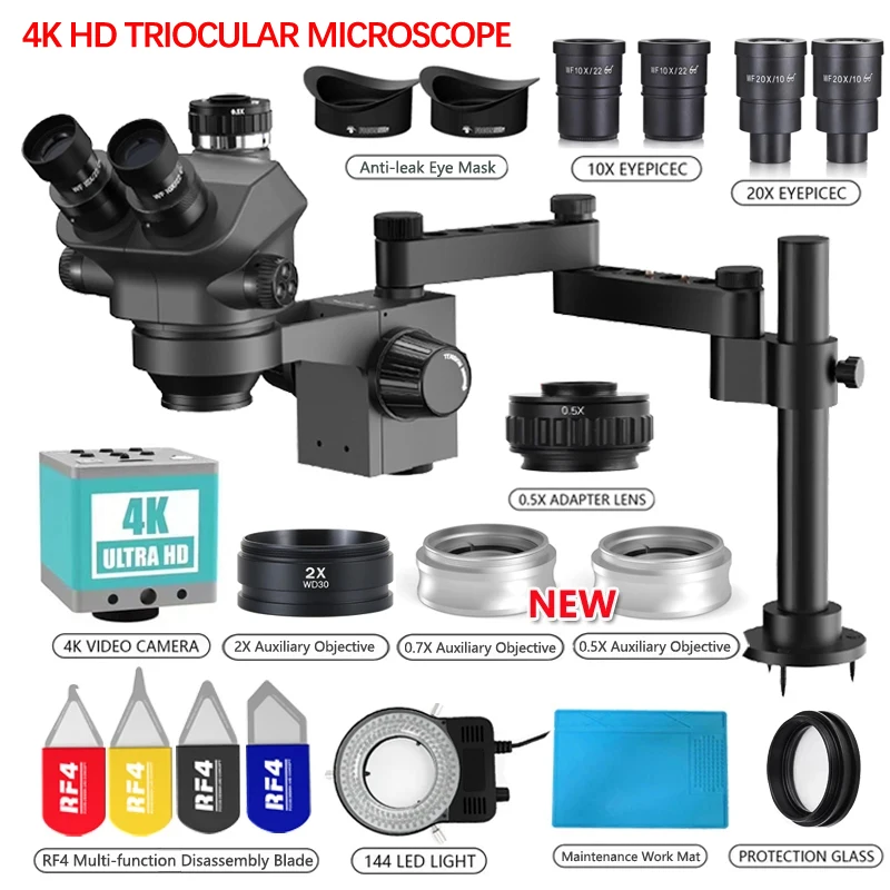 3.5-200X Simul-Focal Stereo Trinocular Microscope Set 4K 2K 1080P HDMI ...