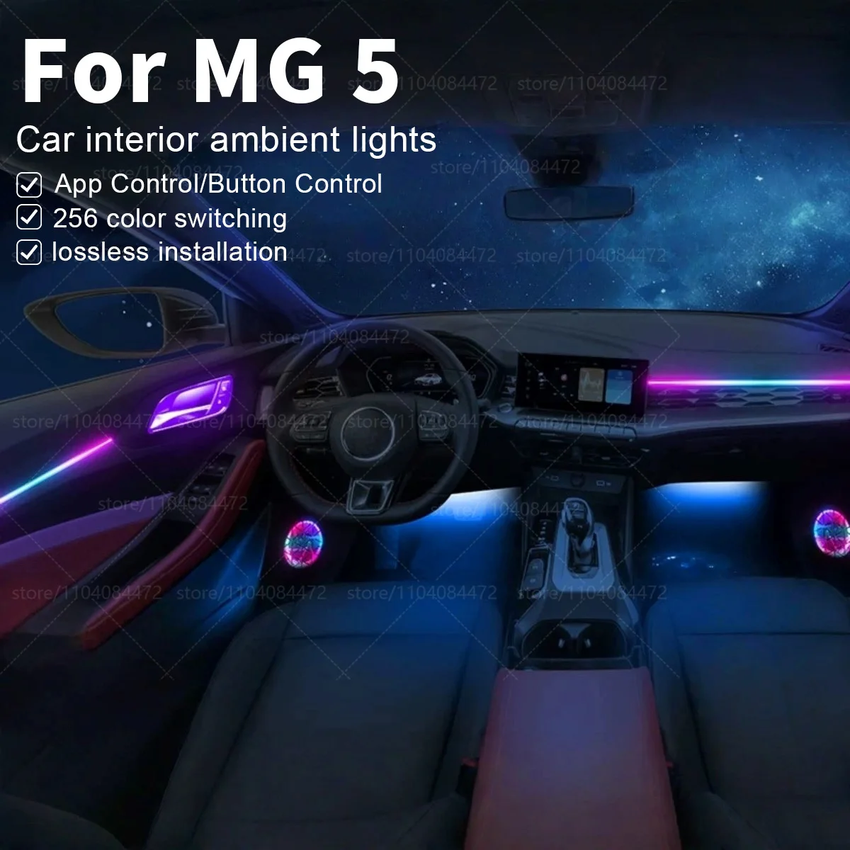 For MG 5 SSA 22in1 RGB Car Interior Acrylic Car Ambient Lights RGB ...