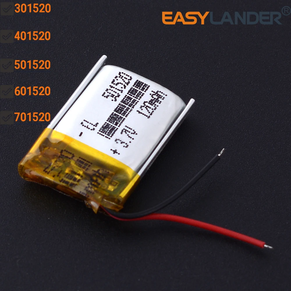 301520 70mAh 401520 90mAh 501520 120mAh 601520 701520 3.7V 150mAh ...
