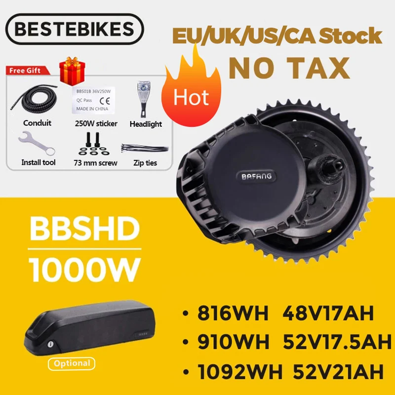 Electric Motor Ebike Conversion Kit | Bafang Bbshd Kit Battery - Motor ...