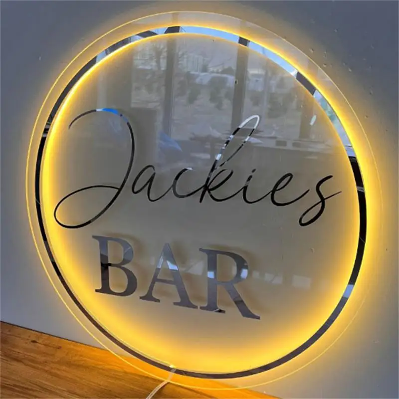Custom Acrylic Business Sign Led Round Business Neon Lights Logo Sign ...