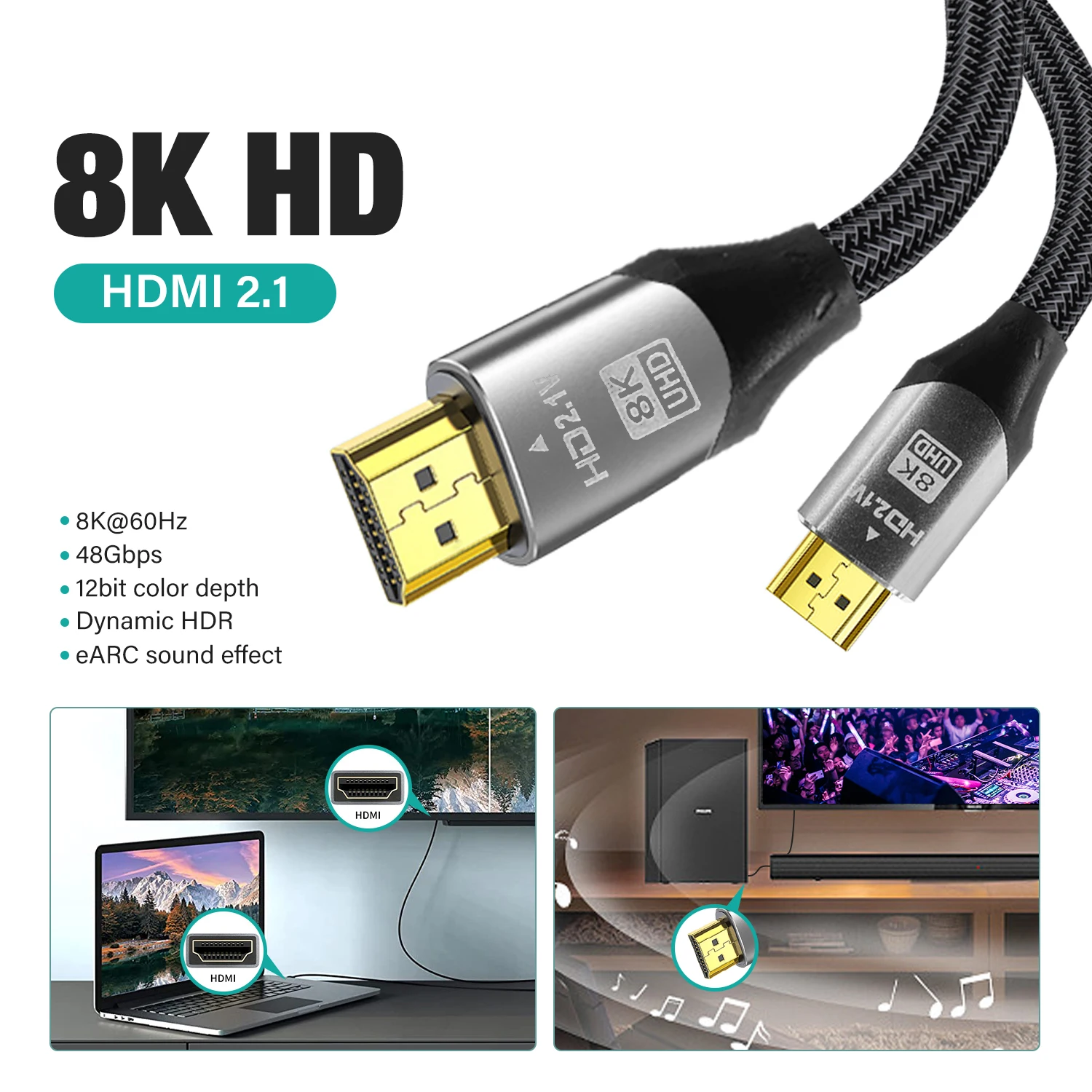 HDMI-Cable-2-1-48Gbps-8K-Ultra-High-Speed-Braided-HDMI-Cable-4K-120Hz ...