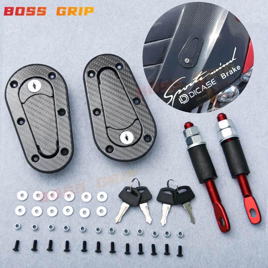 2Pcs Carbon Fiber Universal Racing Hood Lock Engine Bonnet Pin Latch ...