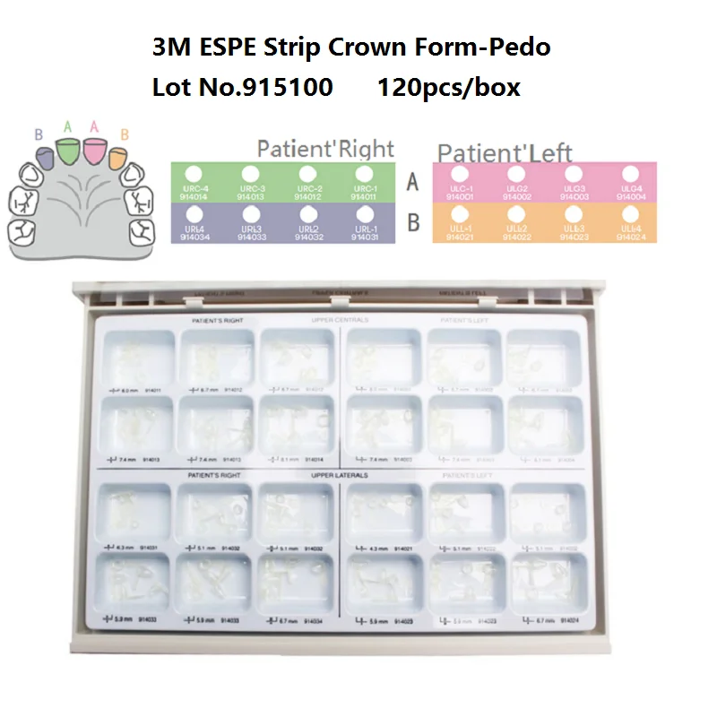 3M Primary Molar Kids Teeth Crowns Refill Kit Children Dental Temporary ...