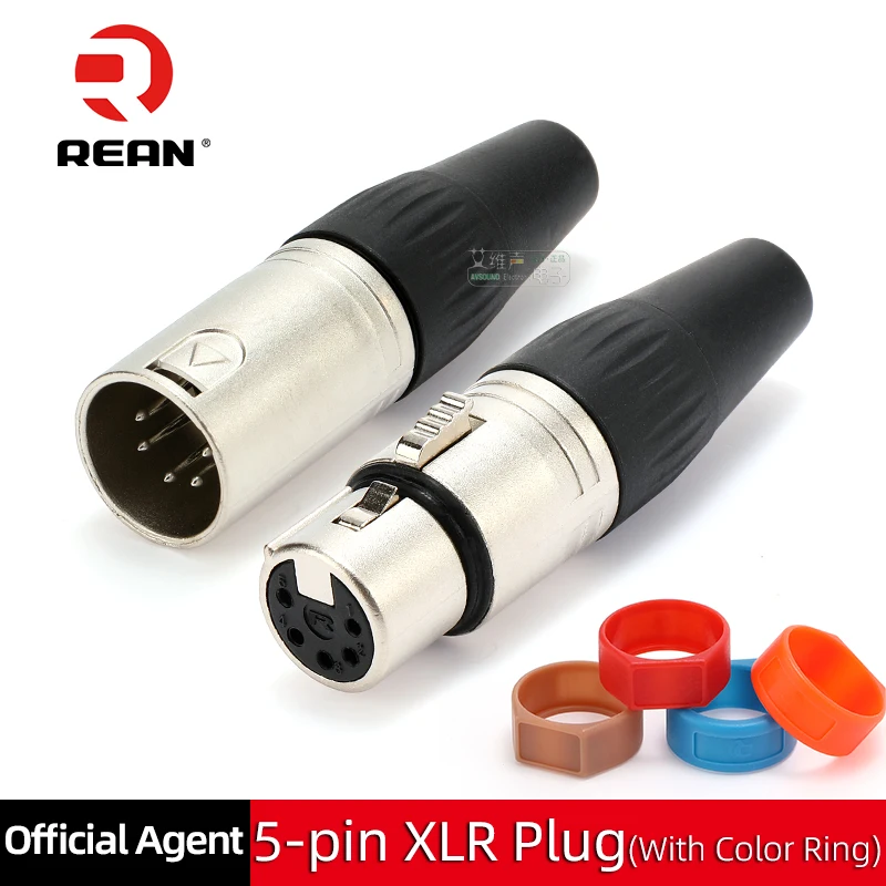 NUTRICK's REAN 5 Pin XLR Plug with Color Ring Microphone Connector ...