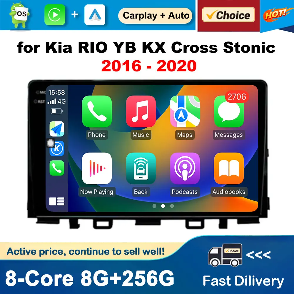 GPS Navigation 9 inch Car Multimedia Radio Player for Kia RIO YB KX Cross Stonic 2016 - 2020 ...