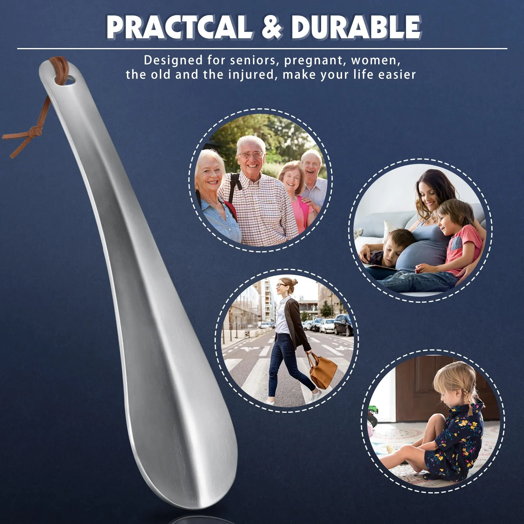 7-3-Inch-Metal-Shoe-Horns-Long-Handle-Professional-Stainless-Steel-shoe-spoons-Flexible-Sturdy ...