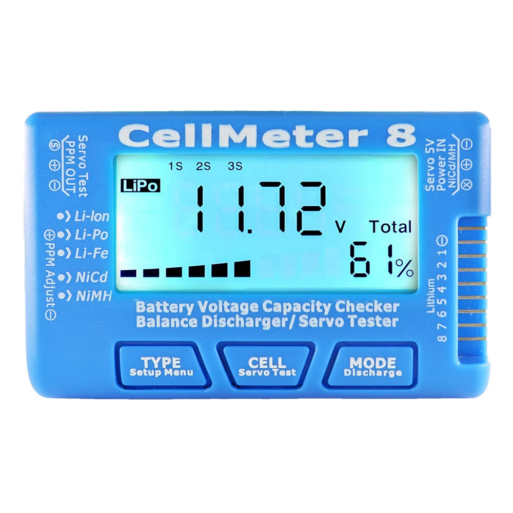 RC CellMeter-7 Digital Battery Capacity Checker LiPo LiFe Li-ion Nicd ...