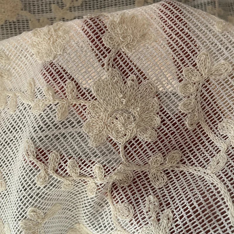 High quality cut-out lace embroidery flower fabric mesh fabric designer ...