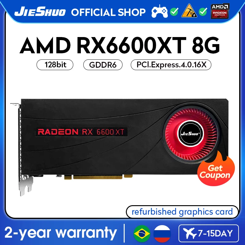 JIESHUO-AMD-RX-6600XT-8GB-2048SP-Gaming-Graphics-Card-GDDR6-GPU-PCI-E-4 ...