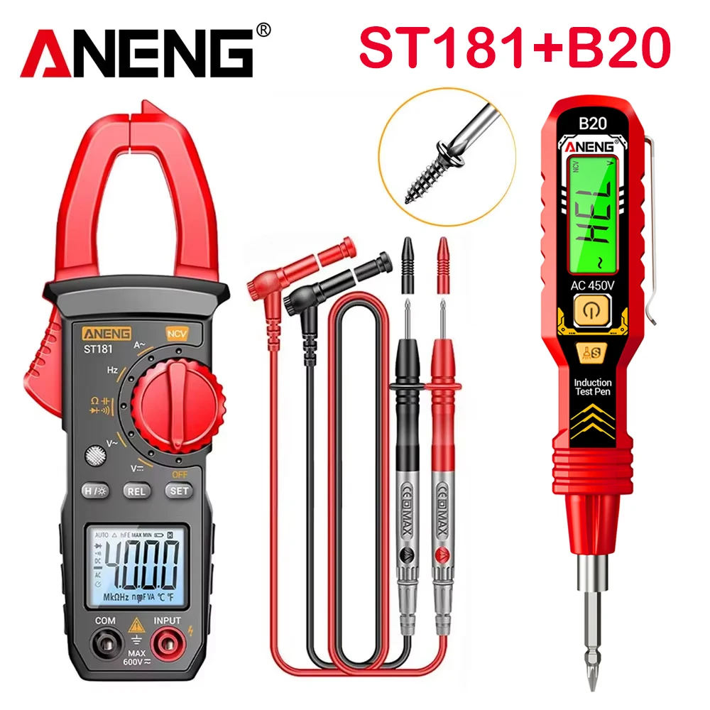 ANENG ST181 Clamp Meter Multimeter 4000 Counts Digital Current Voltage ...
