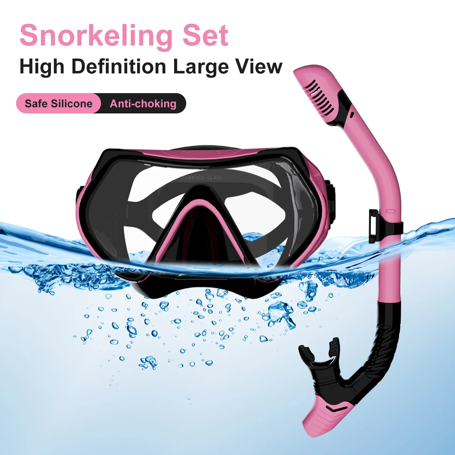 Dry Snorkel Set Diving Mask For Adults HD Tempered Glass Professional ...