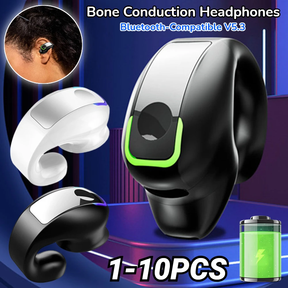 Bone-Conduction-Headphones-Bluetooth-5-3-TWS-Wireless-Earclip-Earphones ...