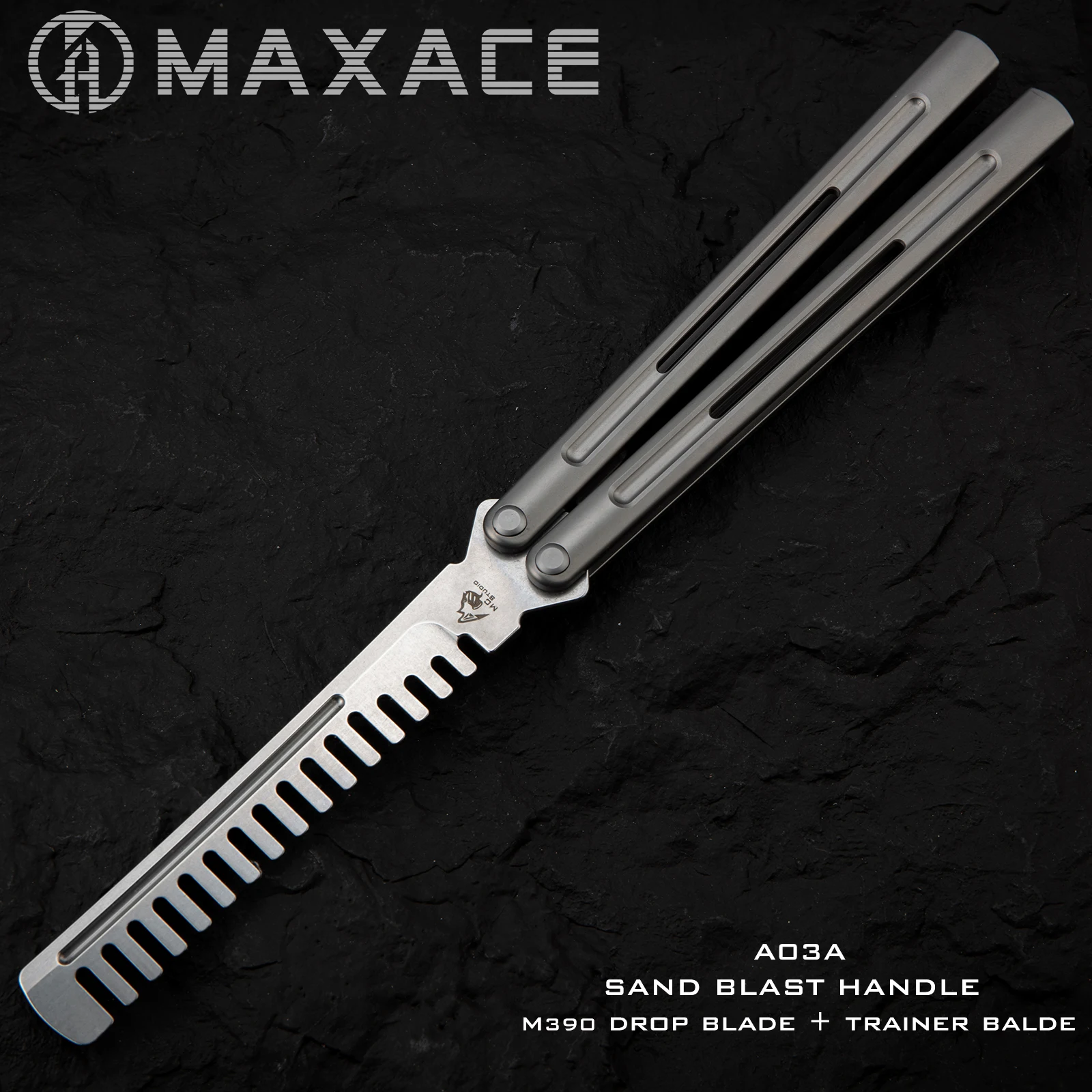 Maxace Apostle 버터 플라이 트레이너 나이프 TC4 핸들 M390 블레이드 부싱 시스템 EDC 도구, 부드러운 플립 ...