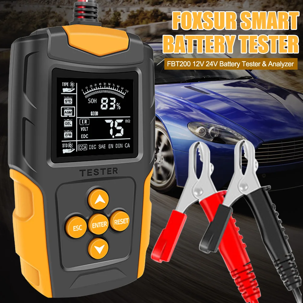 Car Battery Tester 12v/24v Cca 3ah-200ah Battery Analyzer Digital ...