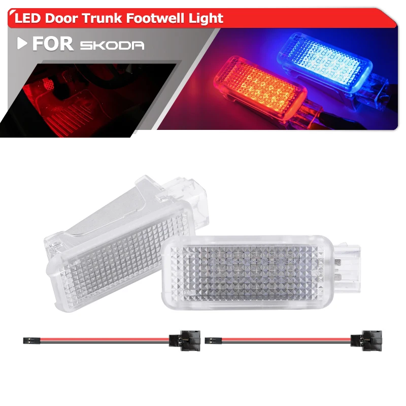 2x White/red/blue Led Interior Footwell Boot Trunk Door Courtesy Light ...