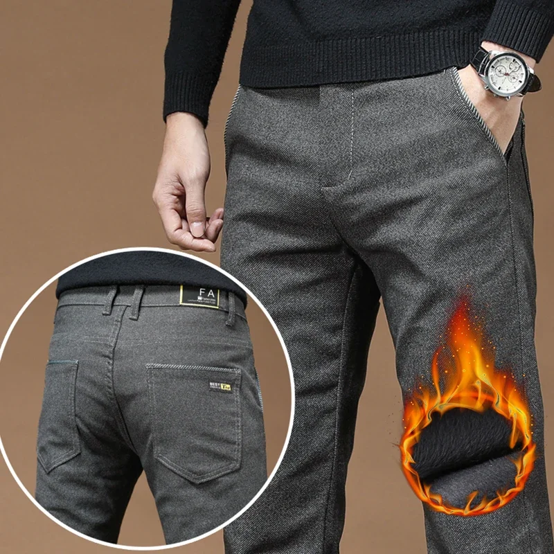Cal-as-casuais-grossas-de-l-masculina-inverno-novo-quente-em-linha-reta ...
