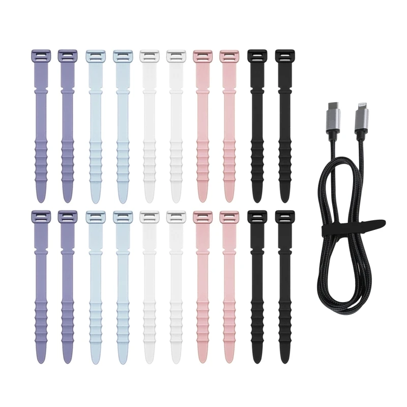 20-Pcs-Silicone-Cable-Ties-Cord-Organizer-Management-Wrap-Straps-For ...