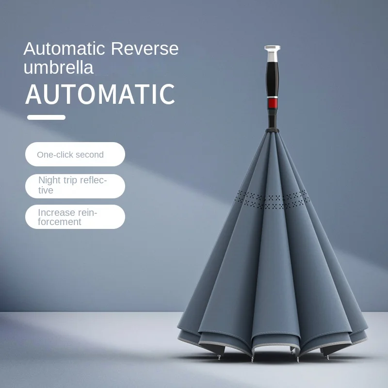 Automatic-Reverse-Umbrella-Long-Handle-Double-Layer-Rain-Weather ...