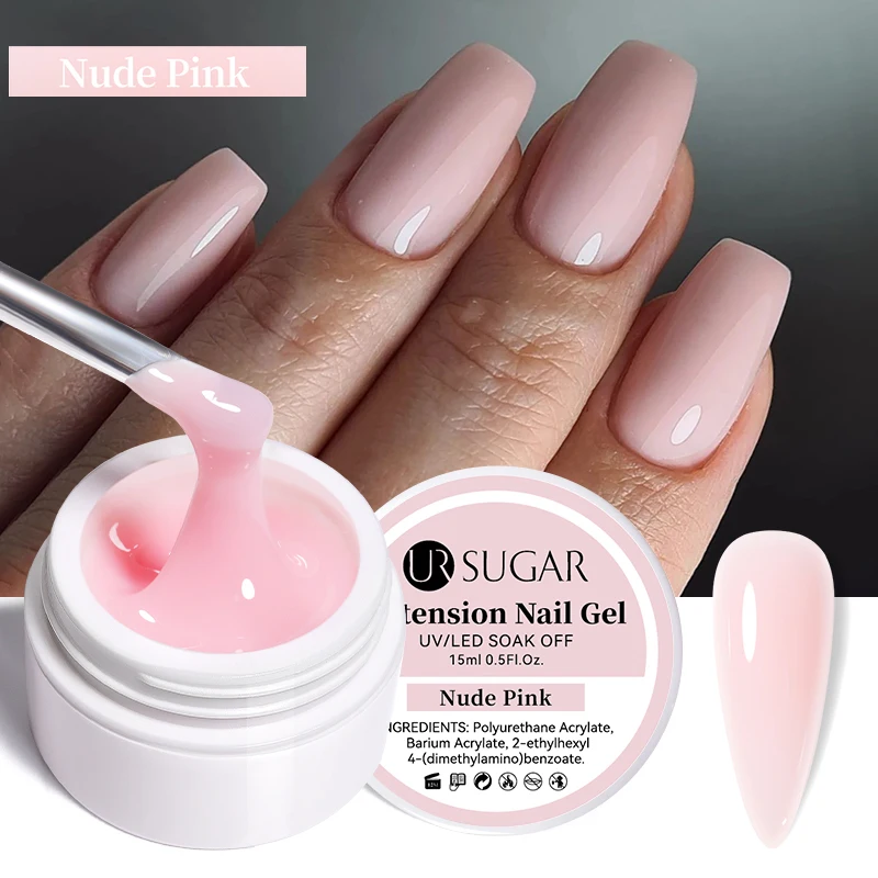 UR-SUGAR-15ml-Jelly-Extension-Nail-Gel-Polish-UV-Construction-Gel-Pink ...