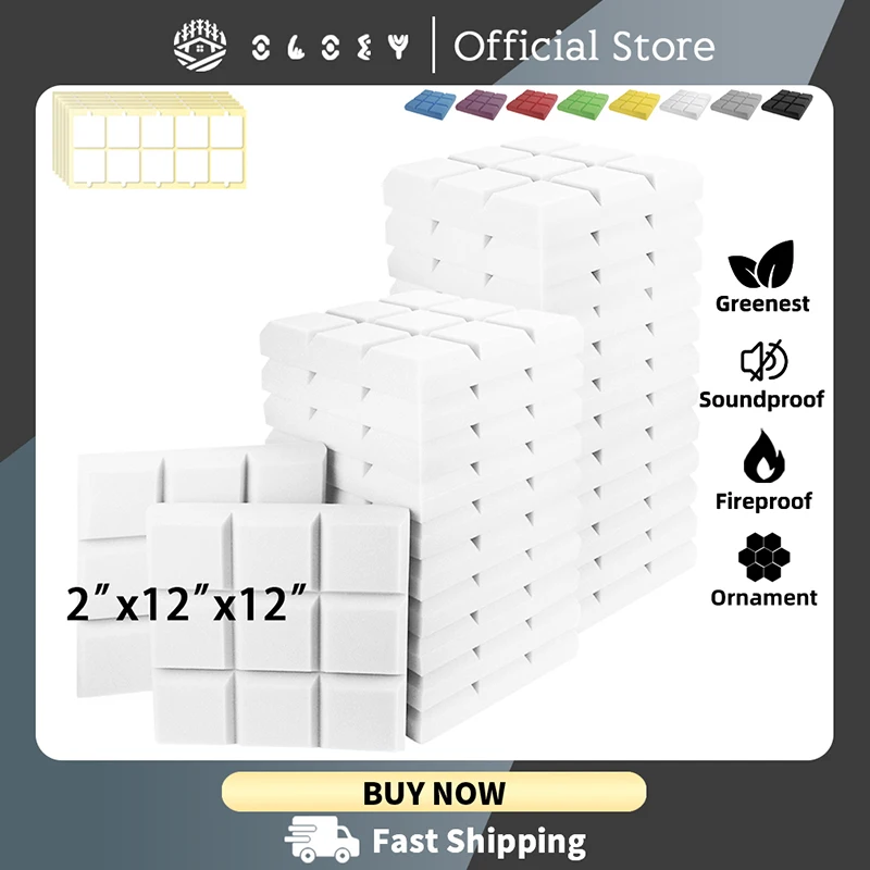 White-Sound-Proof-Foam-6-12-24-Pcs-Acoustic-Foam-Panels-Studio ...