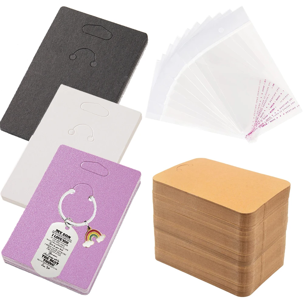 100pcs 6x9cm Keychain Display Card Packaging with Self-Sealing Bags For ...