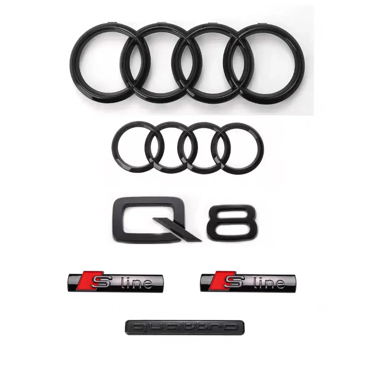 Audi Q8 2018-2024 ABS Front Grill Emblem 4-ring logo 3D Car Sticker ...
