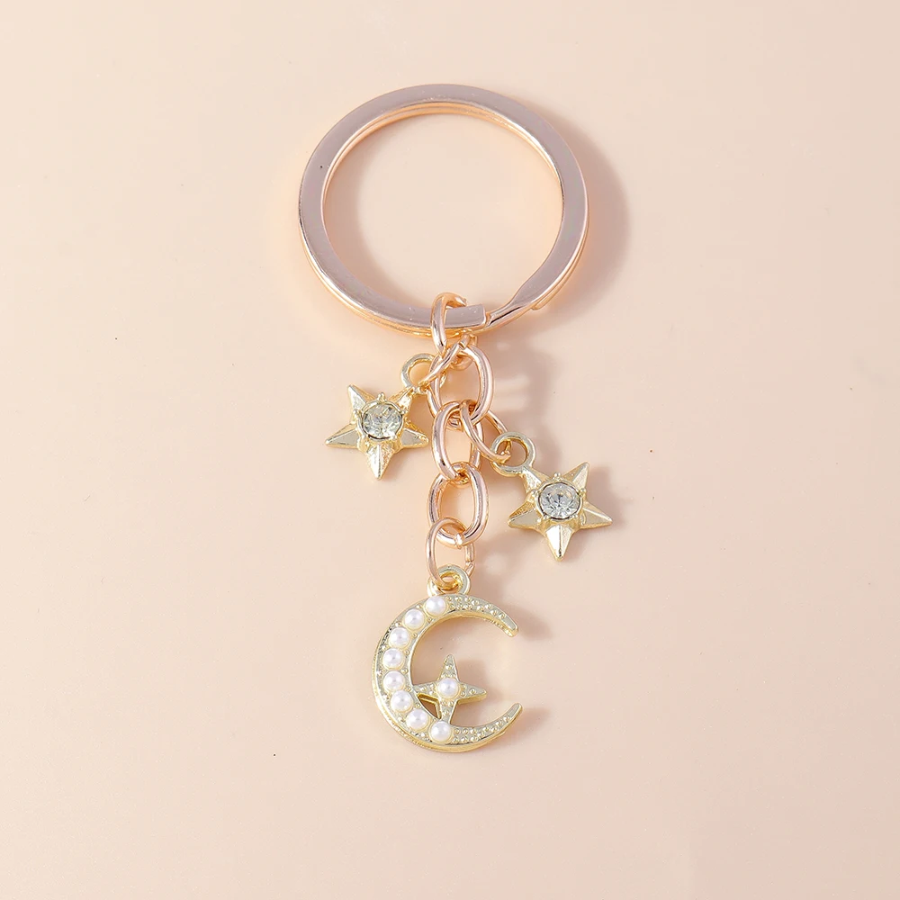 Romantic Moon Star Keychains Crystal Key Rings Gift for Women Men Car ...