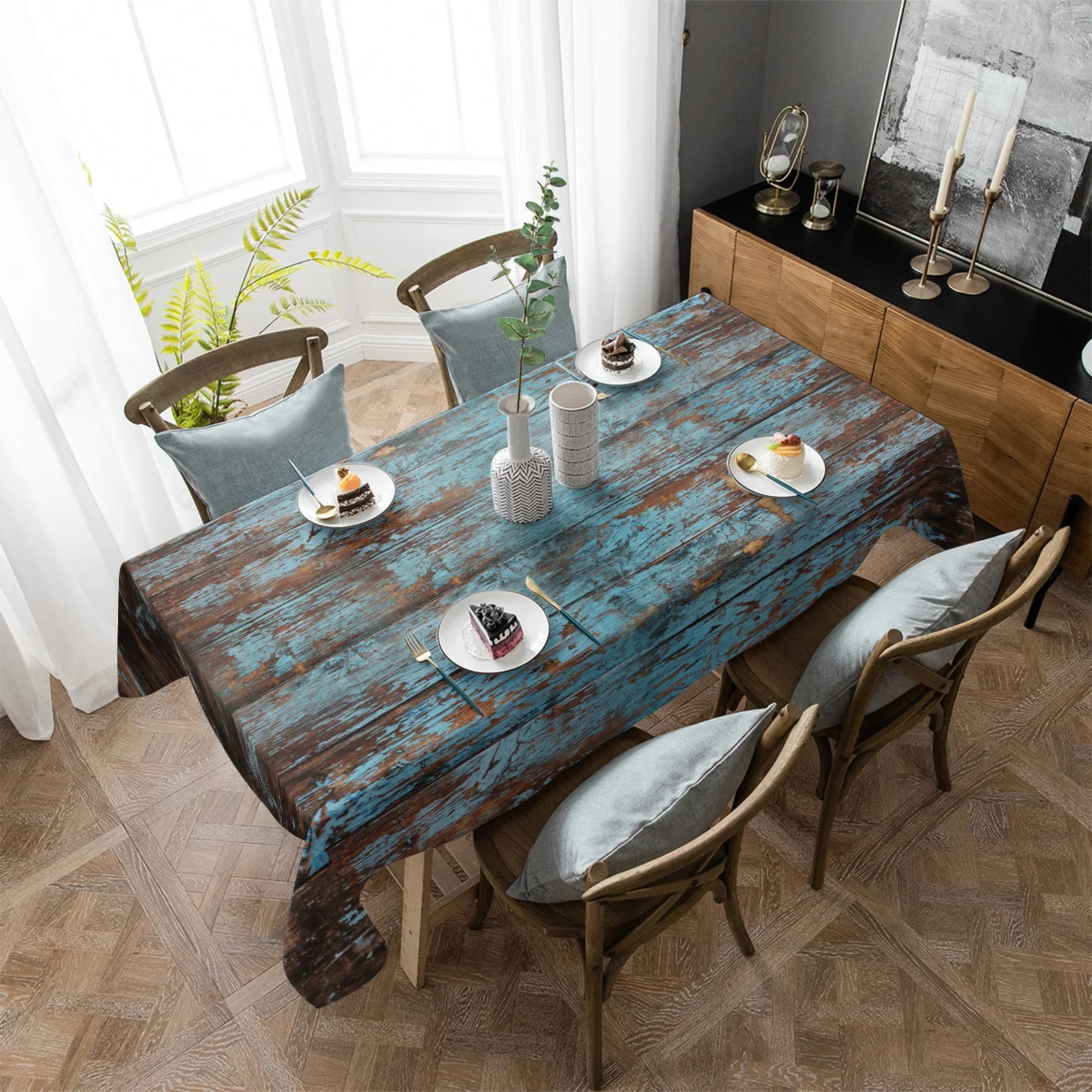 Wood-Grain-Retro-Rectangle-Tablecloth-Party-Decoration-Waterproof ...