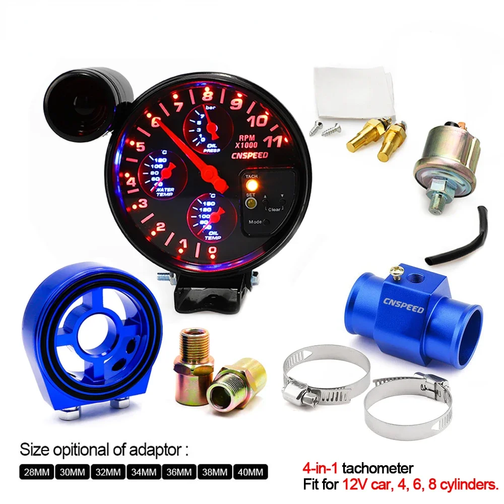 5-4-IN-1-Car-Tachometer-With-Shift-Light-Rpm-Meter-Racing-Car-Gauge ...