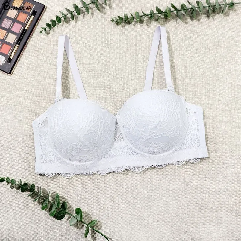 Beauwear-38C-40C-42C-44C-Half-Cup-Plunge-Bras-for-Women-Lace-Solid ...