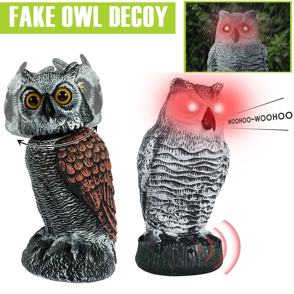 Owl-Decoy-Waterproof-Fake-Owl-Scarecrow-Lifelike-Bird-Statue-Flashing ...