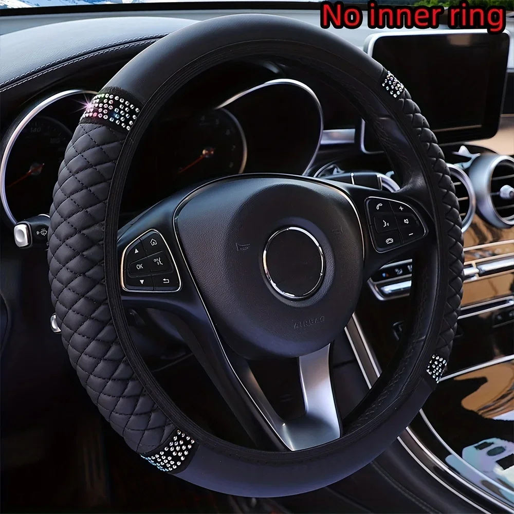 Car-Pu-Leather-Steering-Wheel-Cover-14-57-14-96inch-Artificial-Diamond ...