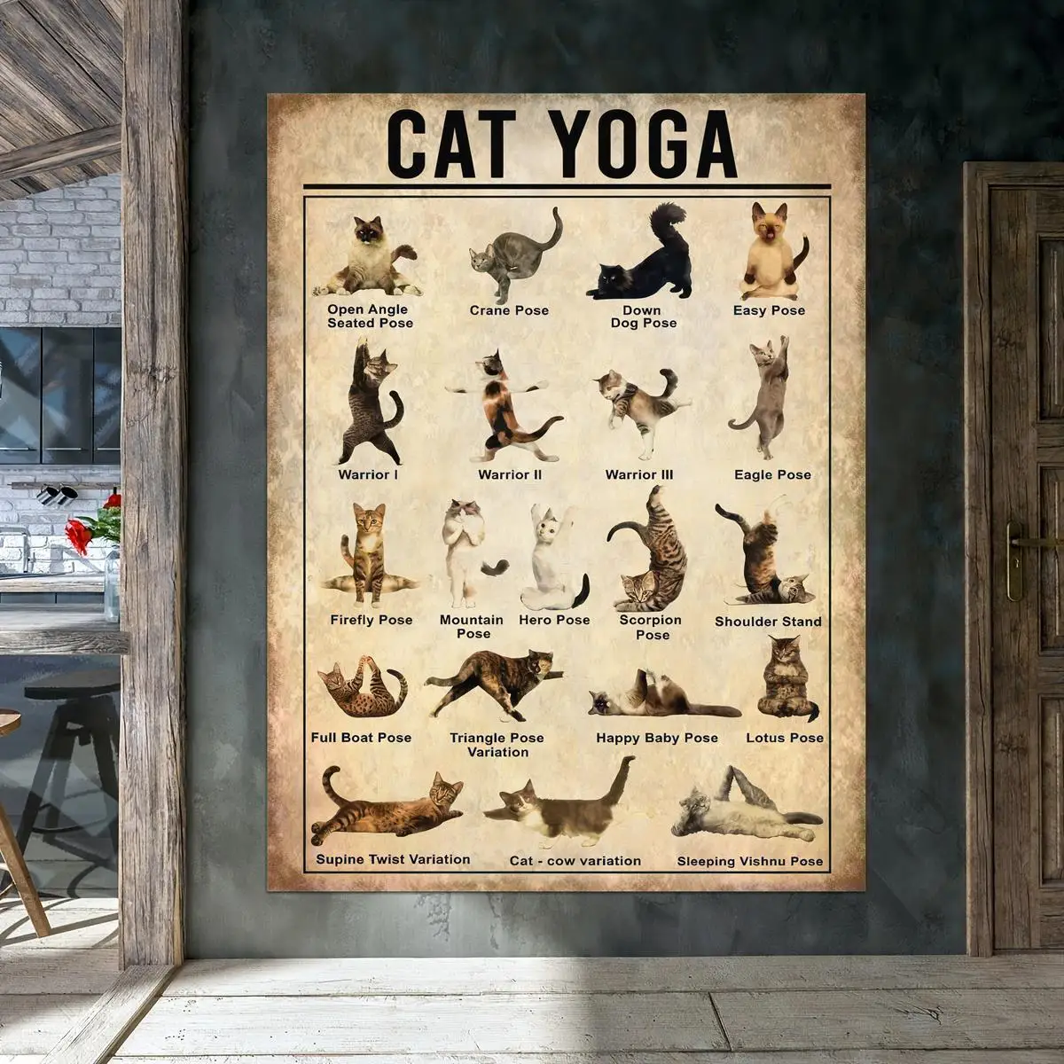 1pc-Retro-Poster-Canvas-Painting-Print-Funny-Animal-Cat-Yoga-Poster ...