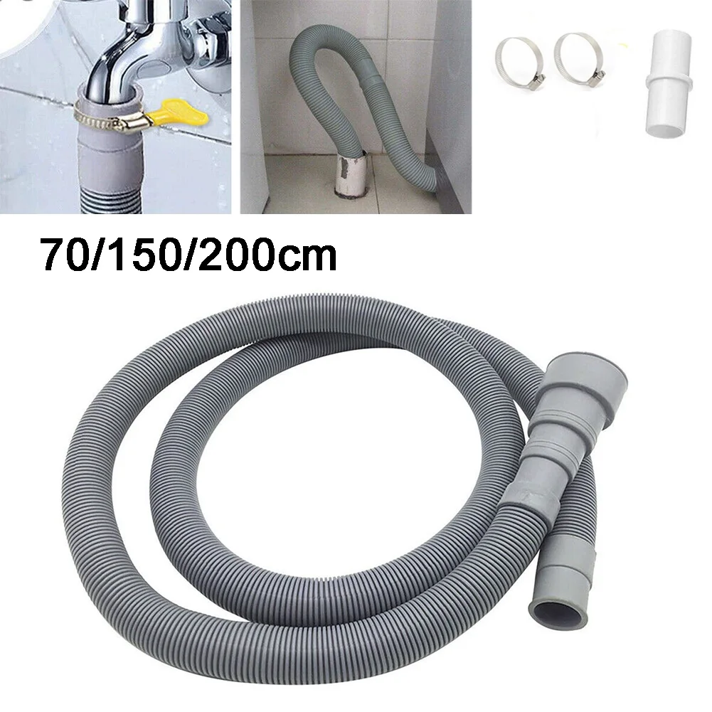 70-150-200cm-Washing-Machine-Dishwasher-Drain-Waste-Hose-Extension-Pipe ...