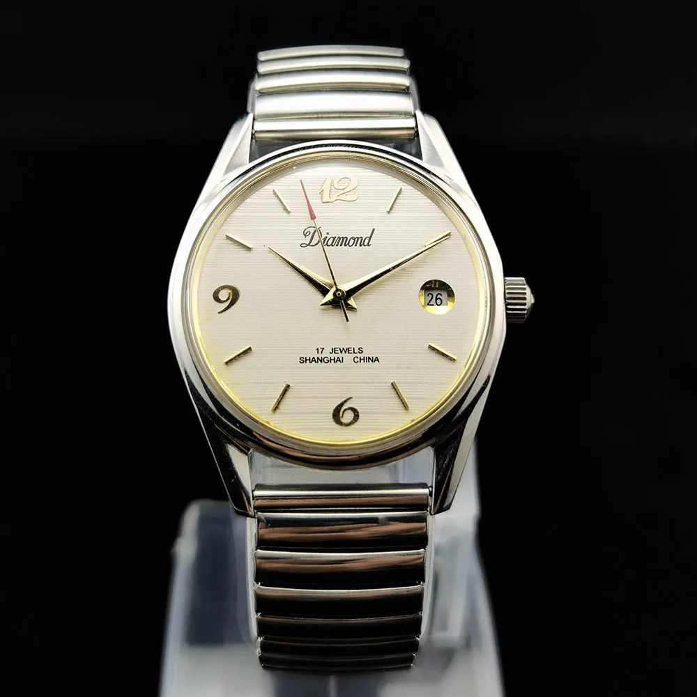 36mm Simple Retro Shanghai Diamond Brand Mechanical Watch Manual ...