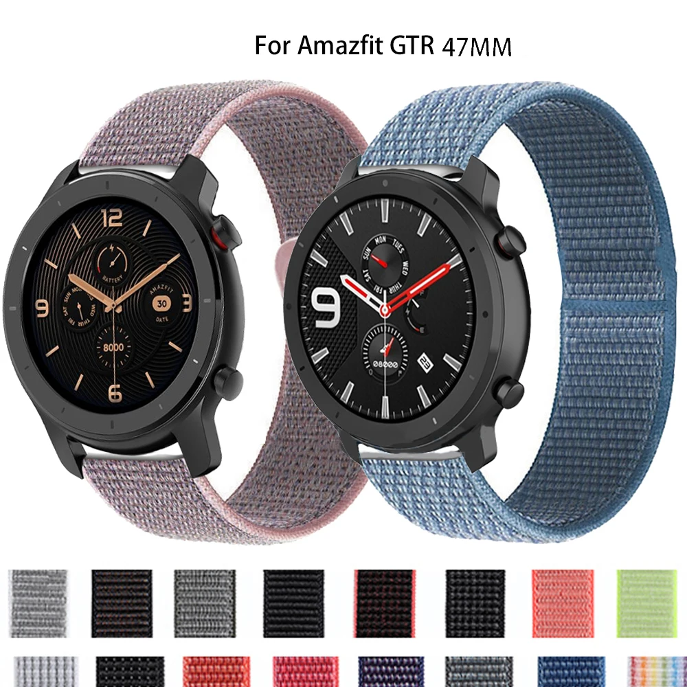 22MM-Nylon-Loop-Strap-For-Xiaomi-Huami-Amazfit-GTR-2E-GTR-47MM-Smart ...