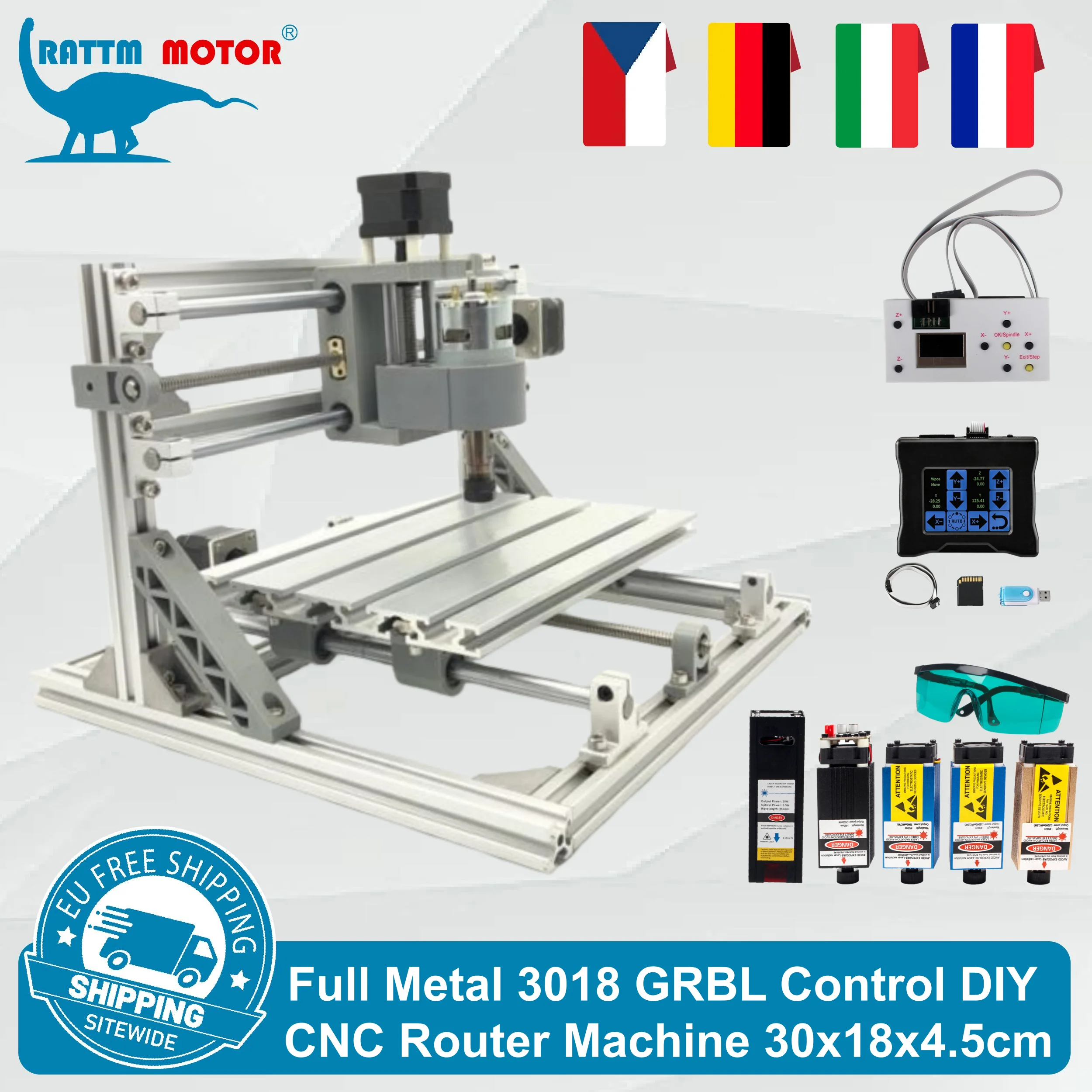 【EU Gratis BTW】Alle aluminium metalen behuizing CNC 3018 Mini ...