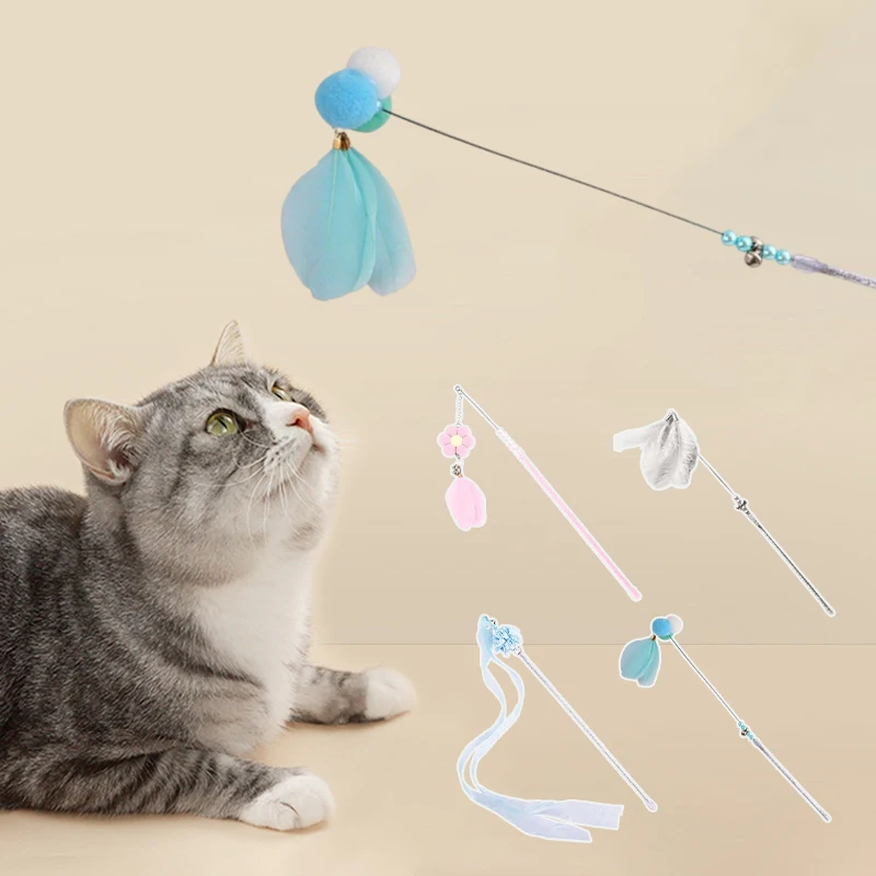 Cat-Interactive-Cat-Toy-Feather-Ribbon-Vocal-Cat-Game-Bite-Resistant ...