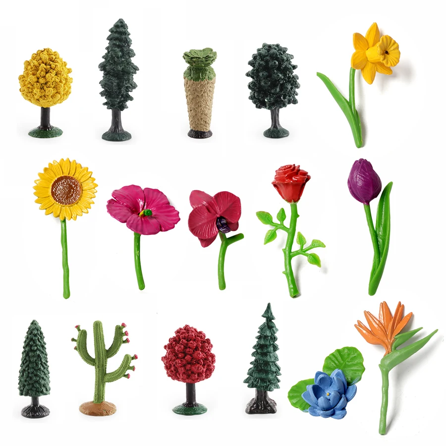 Realistic-Trees-Flowers-Miniature-Plants-Daffodil-Rose-Tulip-Elm-Maple ...