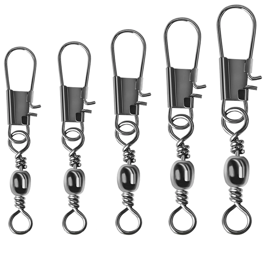 50pcs 4-12# Swivels Fishing Connector Interlock Pin Bearing Rolling ...
