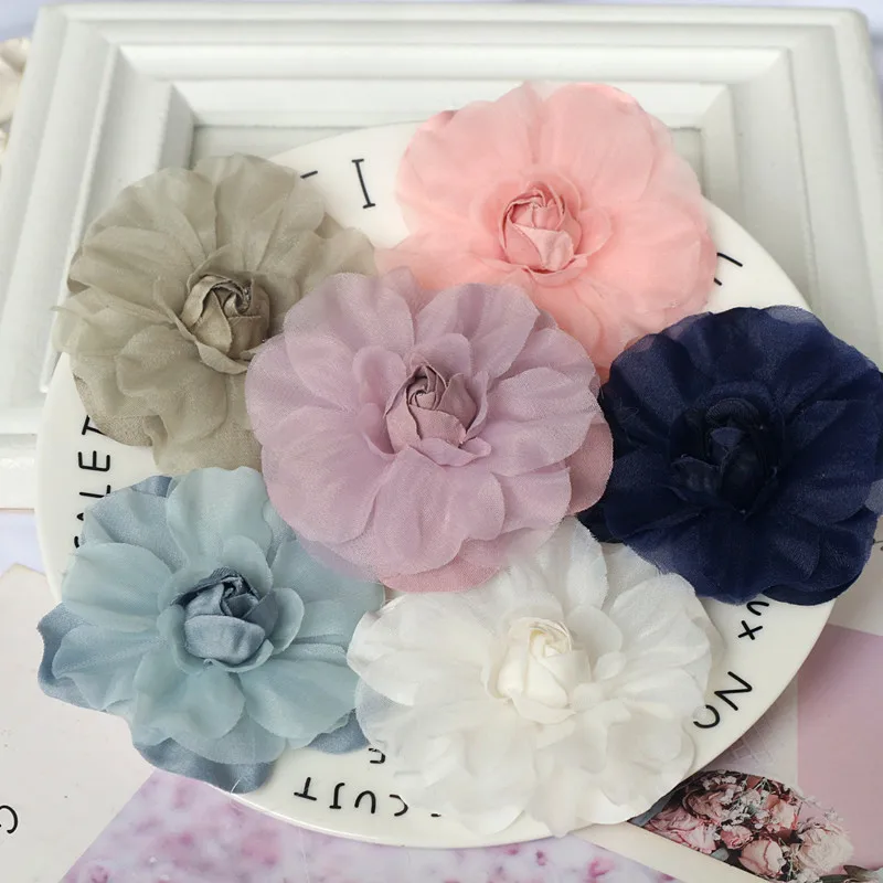 10PCS-Lot-6CM-Handmade-Chiffon-Fabric-Artificial-Flowers-For-Wedding ...