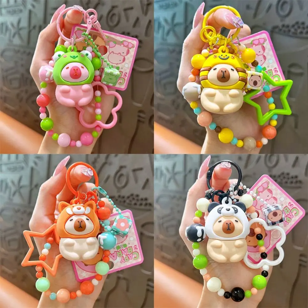 Silicone-Cartoon-Capybara-Keychain-Bee-Beaded-Couple-Gift-Capibara ...