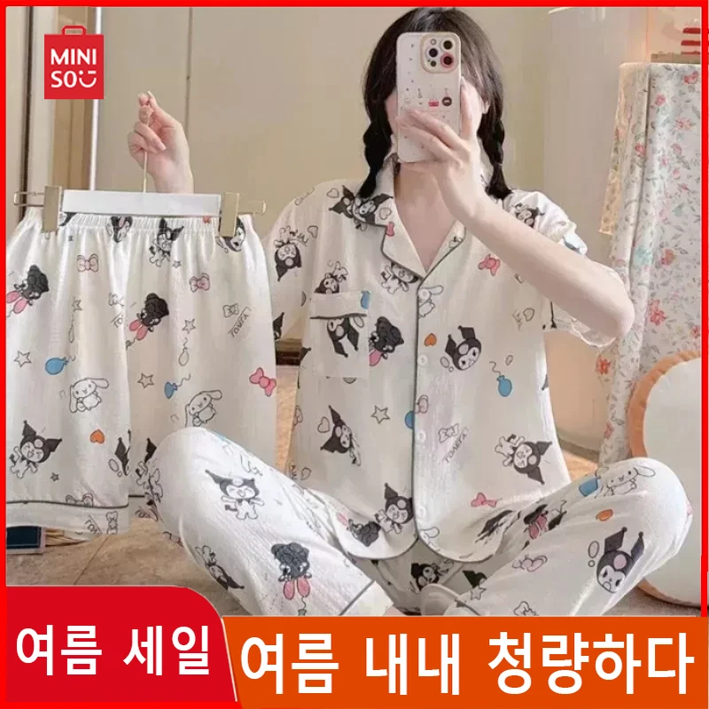 Miniso-Women-s-Clothing-Set-Anime-Pajamas-Cartoon-Cotton-Spring-Summer ...