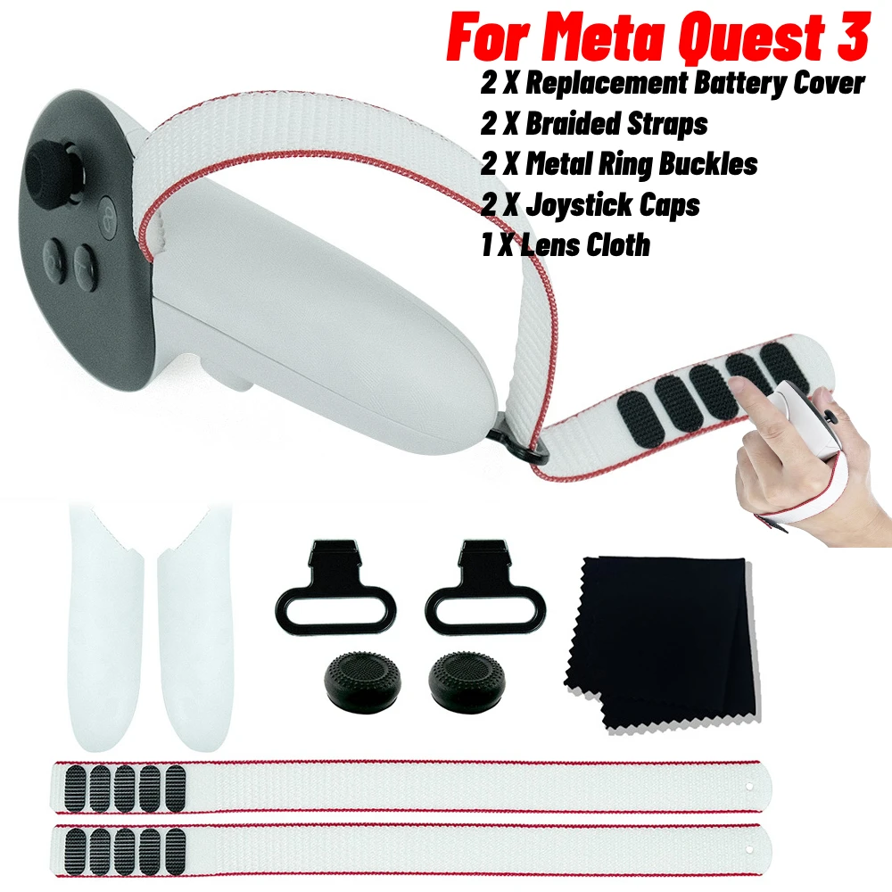 For-Meta-Quest-3-VR-Controller-Grips-Adjustable-Wrist-Strap-Silicone ...