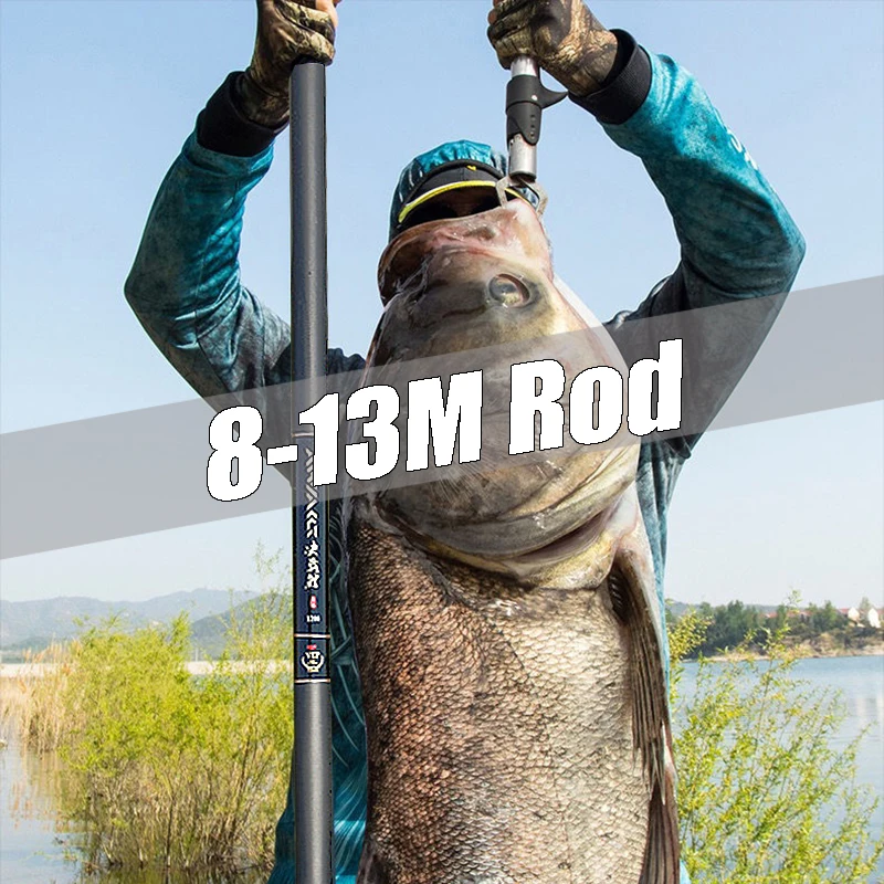 8m/9m/10m/11m/12m/13m Super Light Long Hard Carbon Fiber Hand Fishing ...