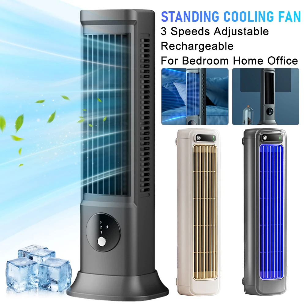 Portable-Standing-Cooling-Fan-Tower-Fan-3-Speeds-Rechargeable-Desktop ...